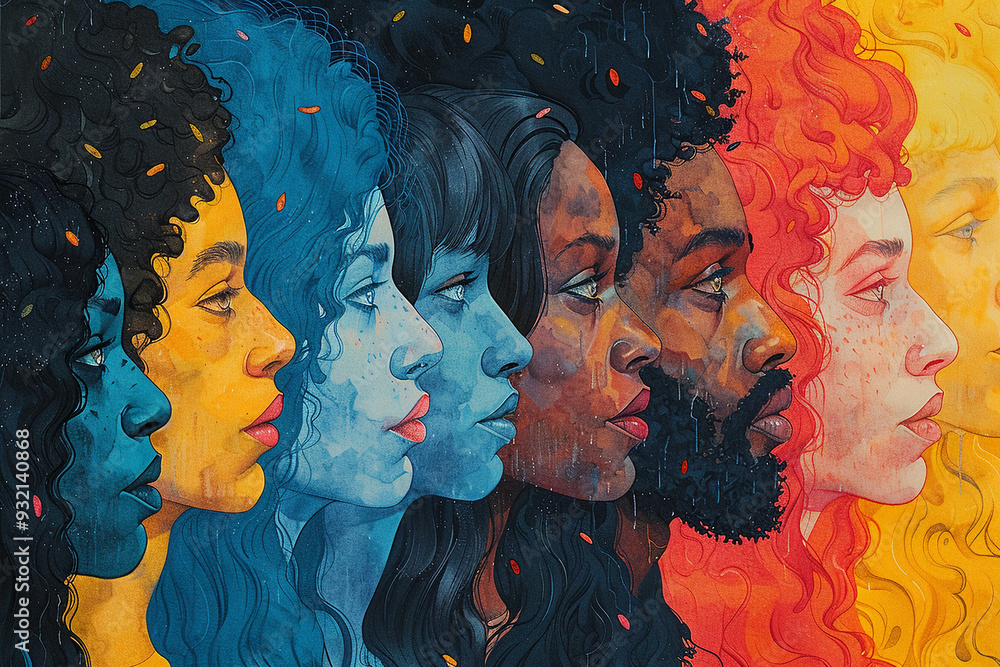 Vibrant display of diverse faces celebrating multiculturalism and ...