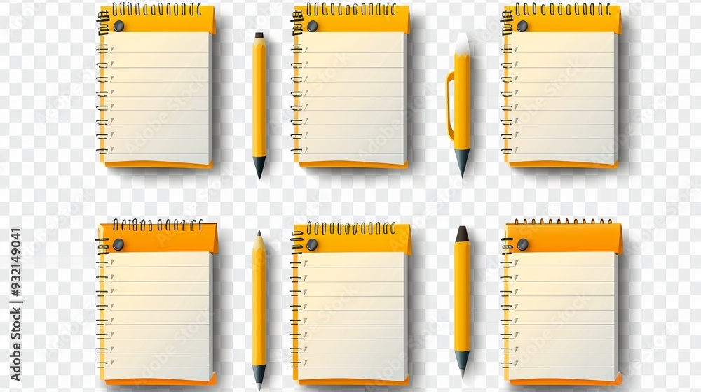 Edit icon set. Set of notepad edit documents with pencil icons. Pen icons. Editing text file ...