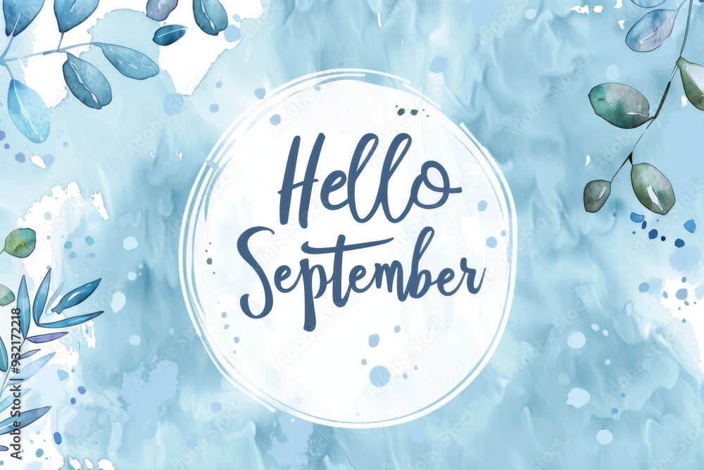 A cute, simple clipart design featuring the text "Hello September" with ...