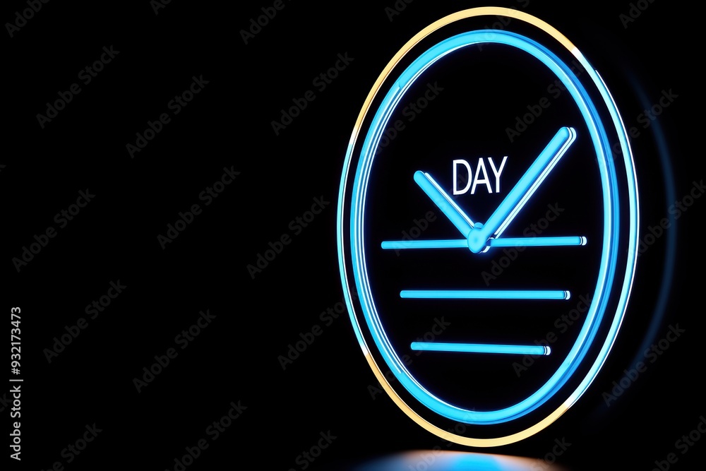 Neon clock design indicating task completion for the day, perfect for ...