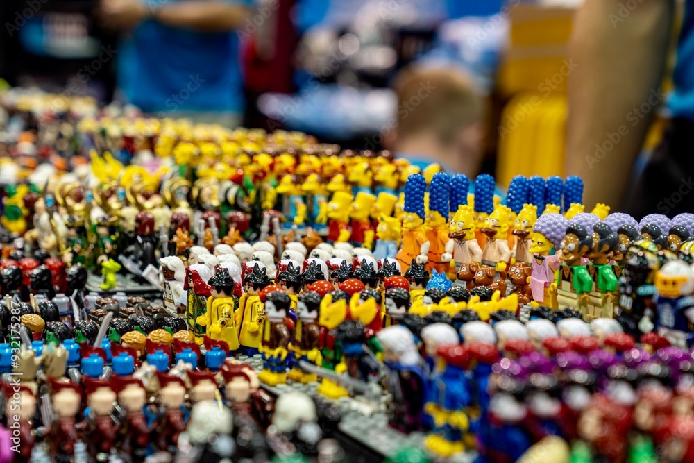 Chicago, IL, USA - 08.21.2024 - Rows and rows of many Lego minifigures ...