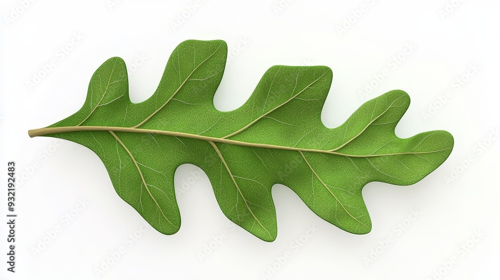 Single Green Oak Leaf Isolated on White Background - A single green oak ...