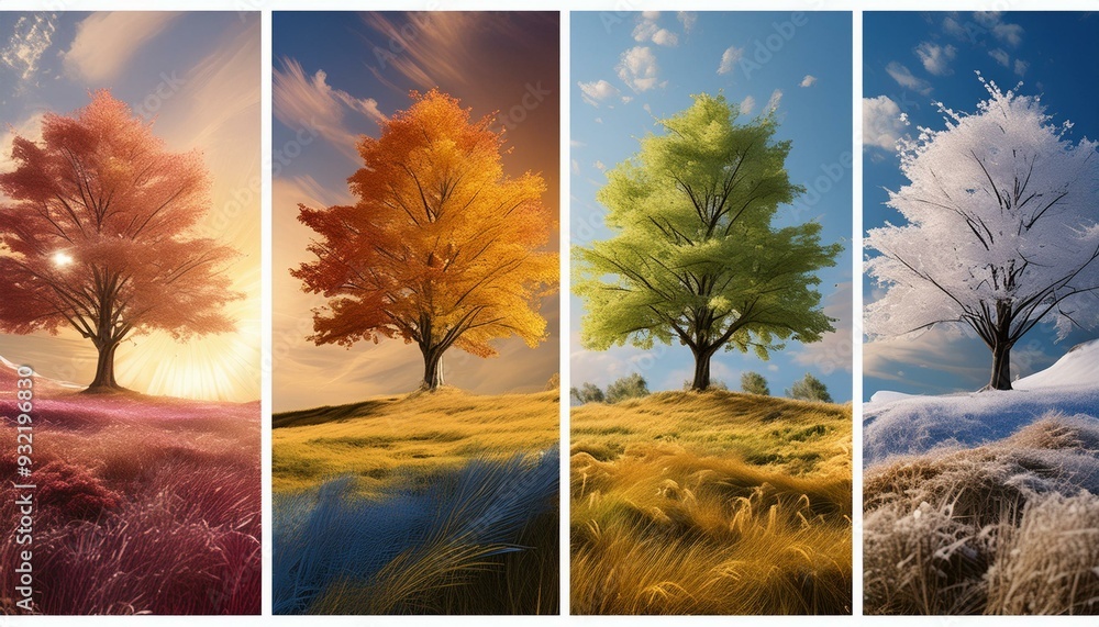 4 estaciones del año en una foto de la naturaleza, concepto de ...