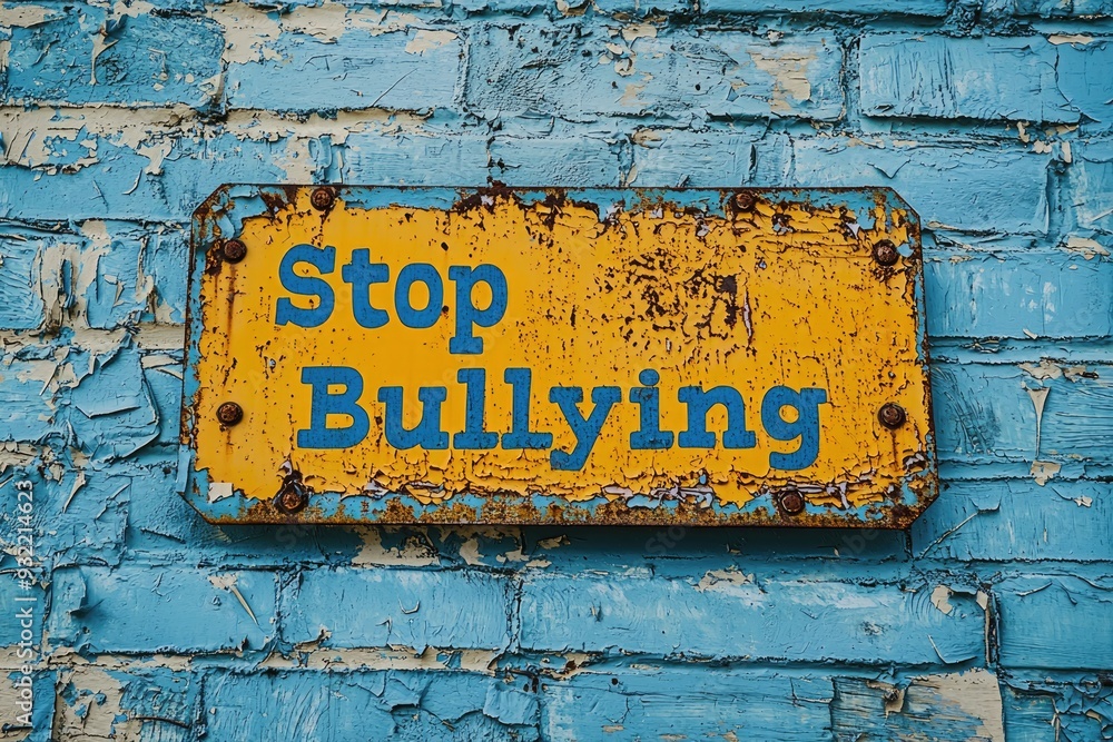 Anti bullying action: text stop bullying, call to end harmful behavior ...