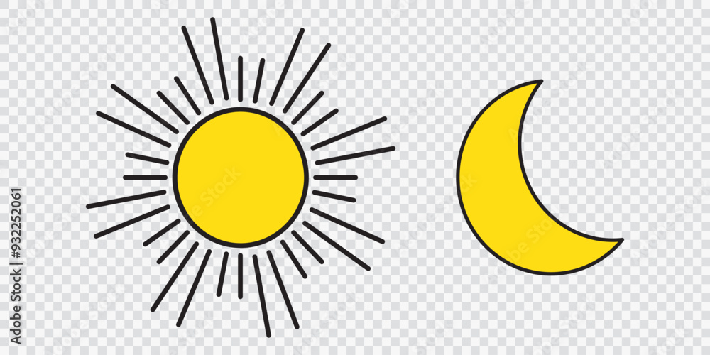 Sun and moon icon vector day and night icon set. dark and light mode ...