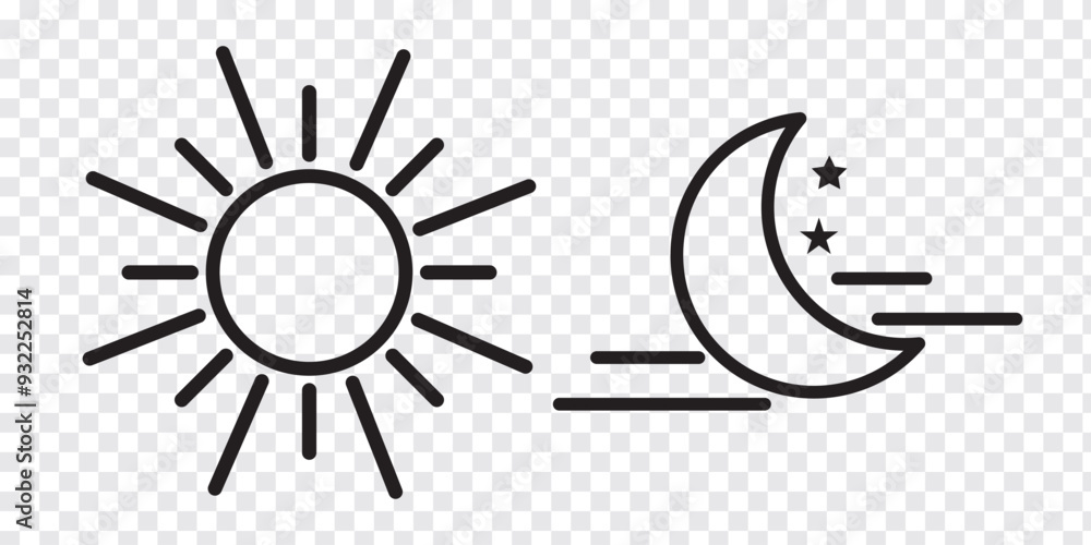 Sun and moon icon vector day and night icon set. dark and light mode ...