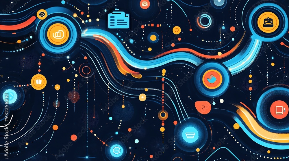 Intricate design representing customer journey mapping with touchpoints ...