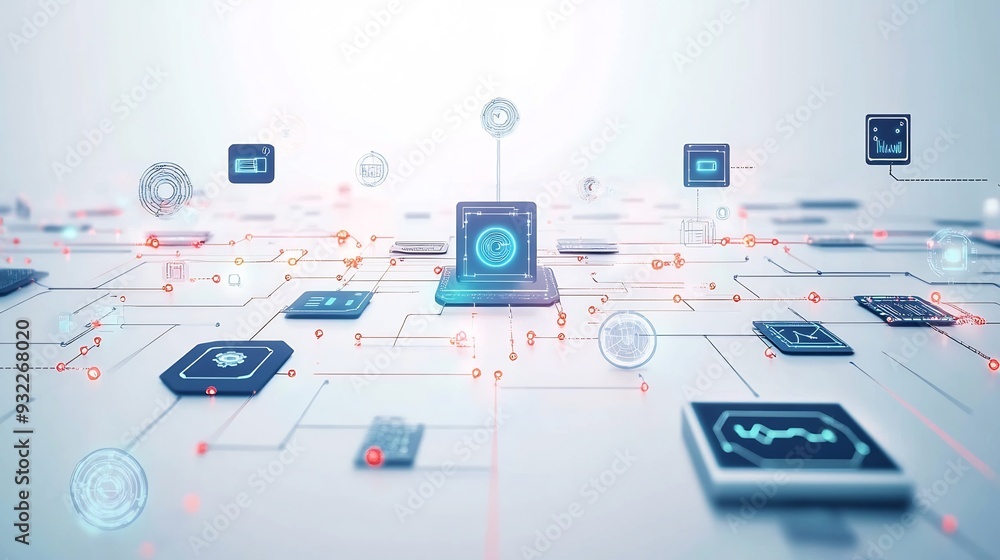 Abstract visualization of the Internet of Things IoT emphasizing ...