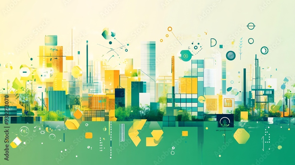 Abstract visualization of the circular economy emphasizing resource ...