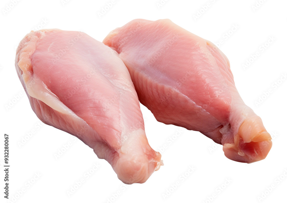 Two pieces fresh raw chicken legs meat isolated on white background ...