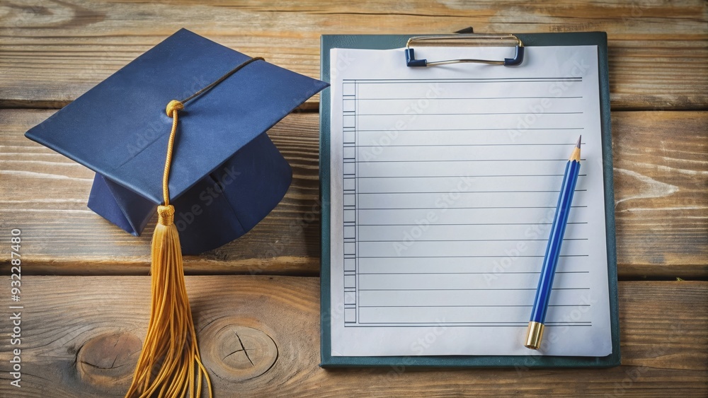 Graduation cap and gown order form on background, graduation, cap and ...