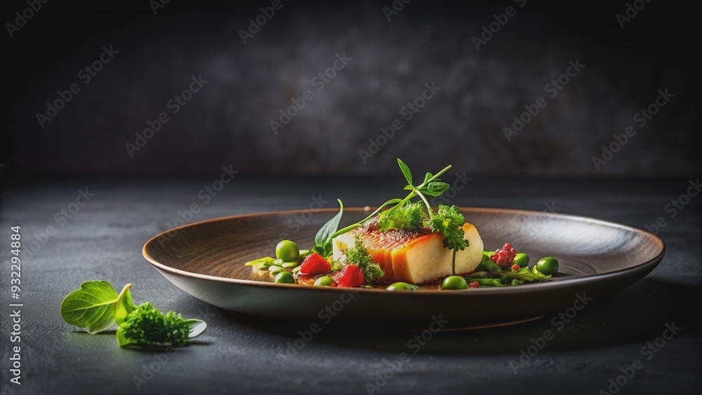 Elegant low-key food photography of a dish with selective lighting ...