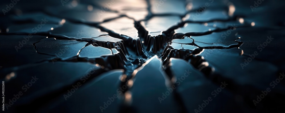 Stress fractures visualized as cracks in a glasslike surface, with ...