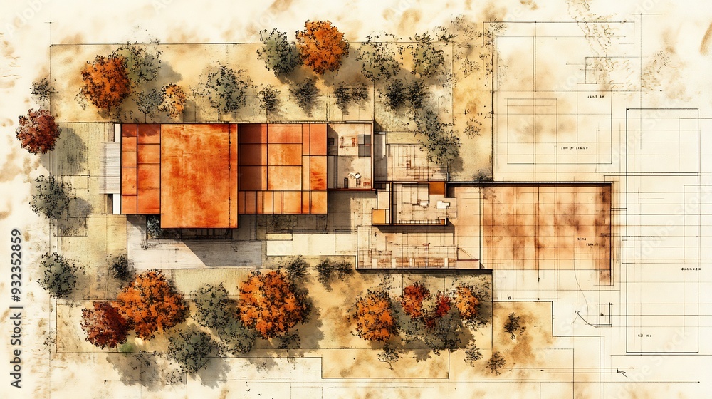 Detailed architectural plan for a construction project focusing on site ...