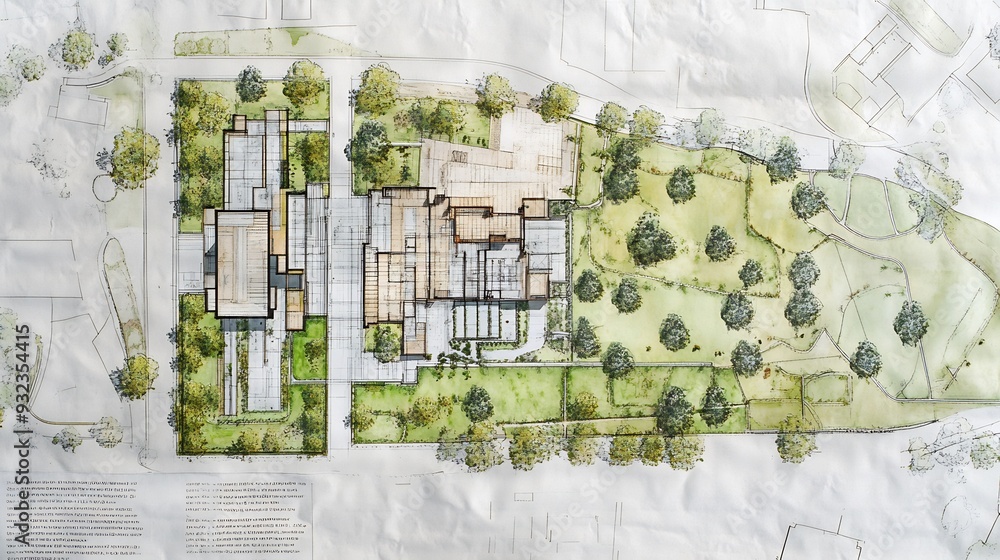 Detailed architectural plan for a construction project focusing on site ...
