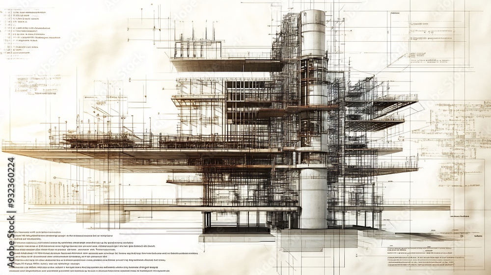 Detailed architectural blueprint for scalable infrastructure featuring ...