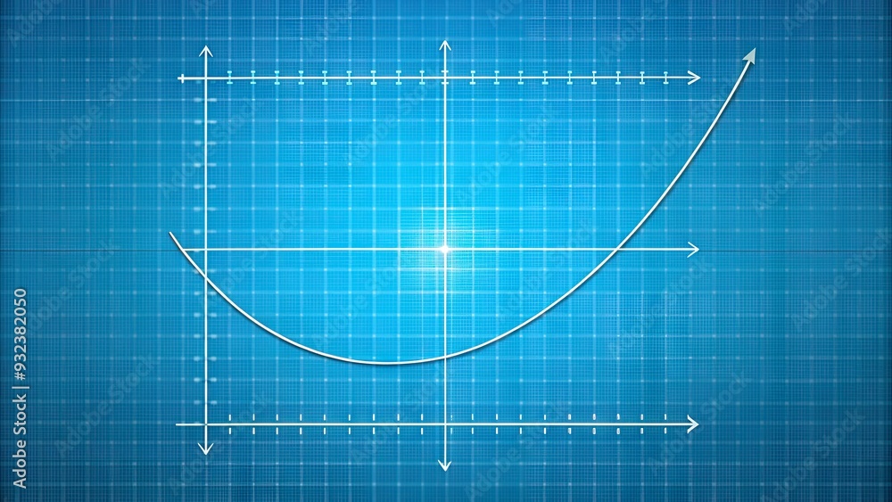 Illustration of a curved mathematical function graph ascending and ...