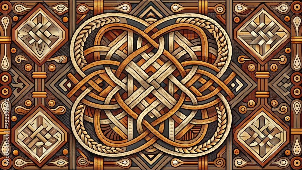 Intricately designed Norse-inspired pattern features bold, interlocking ...