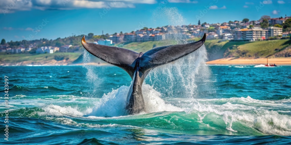 Massive whale tail breaches turquoise waters near Cronulla, Sydney ...