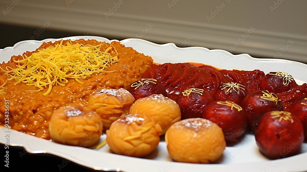 Foto de Traditional Indian dessert platter showcasing Jhangora Kheer ...