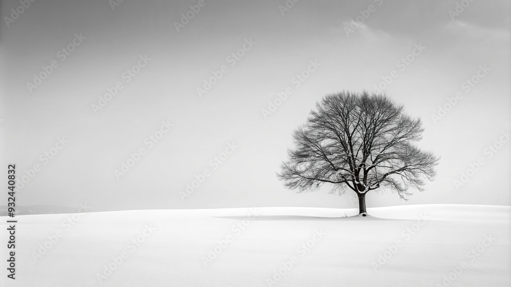 merizing minimalist panoramic photograph featuring a serene winter ...