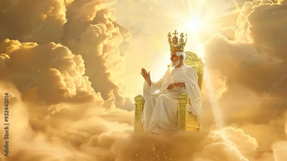 Stockvideon Jesus Christ sitting on the throne in heaven in divinity ...