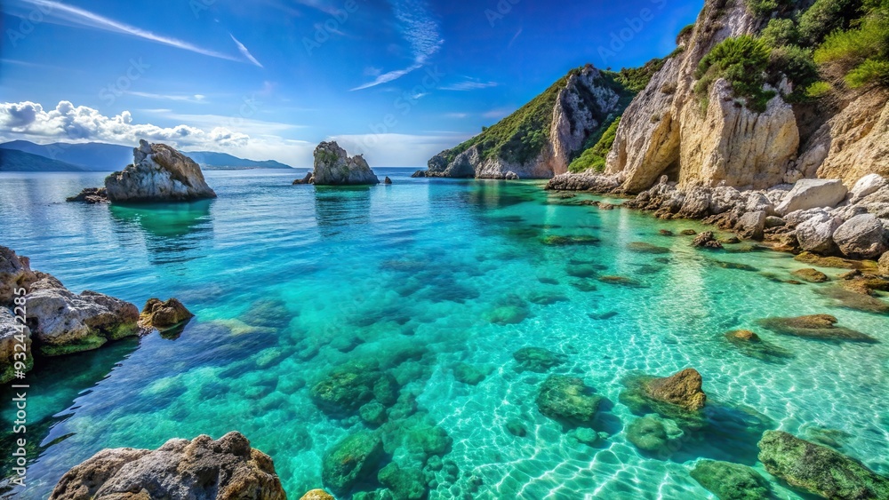 landscape, rocky formation, Greek islands, Crystal clear turquoise sea ...