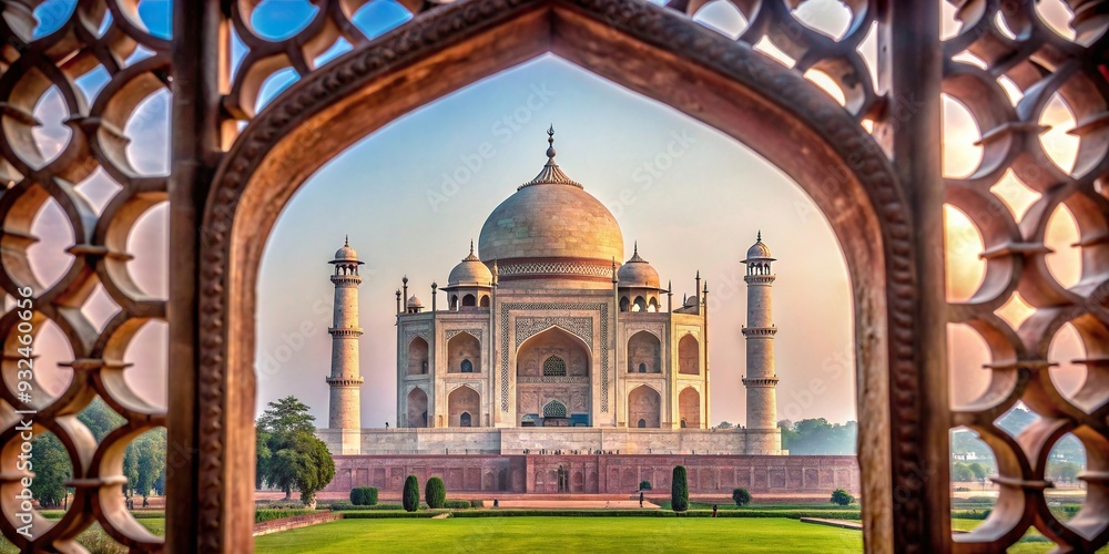 perspective, tourism, world wonder, historic, Red Fort, Close up shot ...