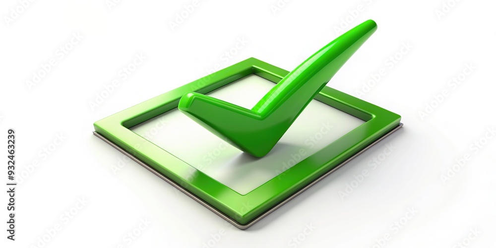 Checkbox with green checkmark isolated on white background ...