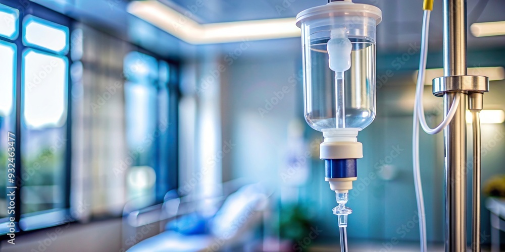 Intravenous IV drip in the intensive care unit extreme close up ...