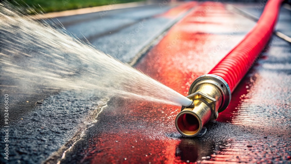 emergency,fire hose, road, protection, water, asphalt, safety ...
