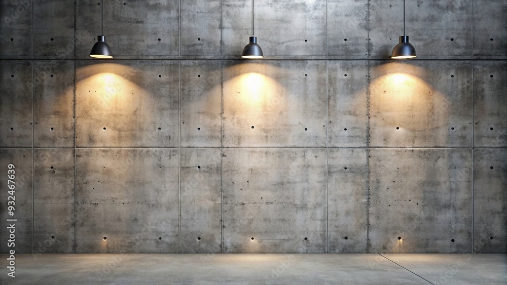 Exposed concrete wall with downlight creating a modern and industrial ...