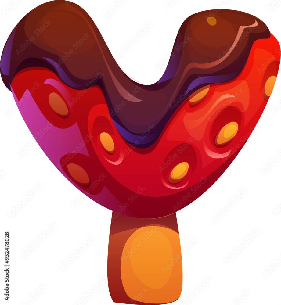 Letter Y as strawberry with chocolate, cartoon candy and confectionery ...