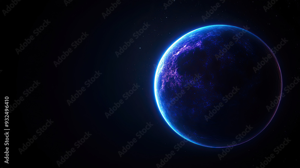 Gradient Abstract Planet on Dark Background with Smooth Color ...