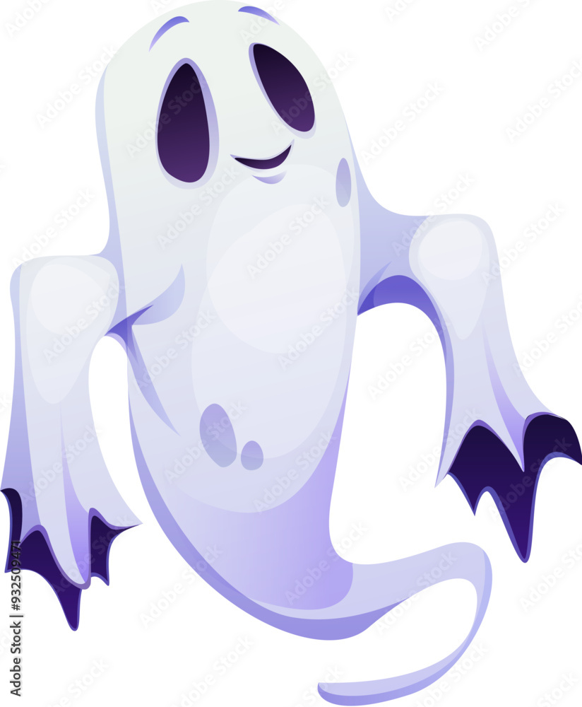 Cartoon Halloween ghost character, scary spooky personage, horror evil ...