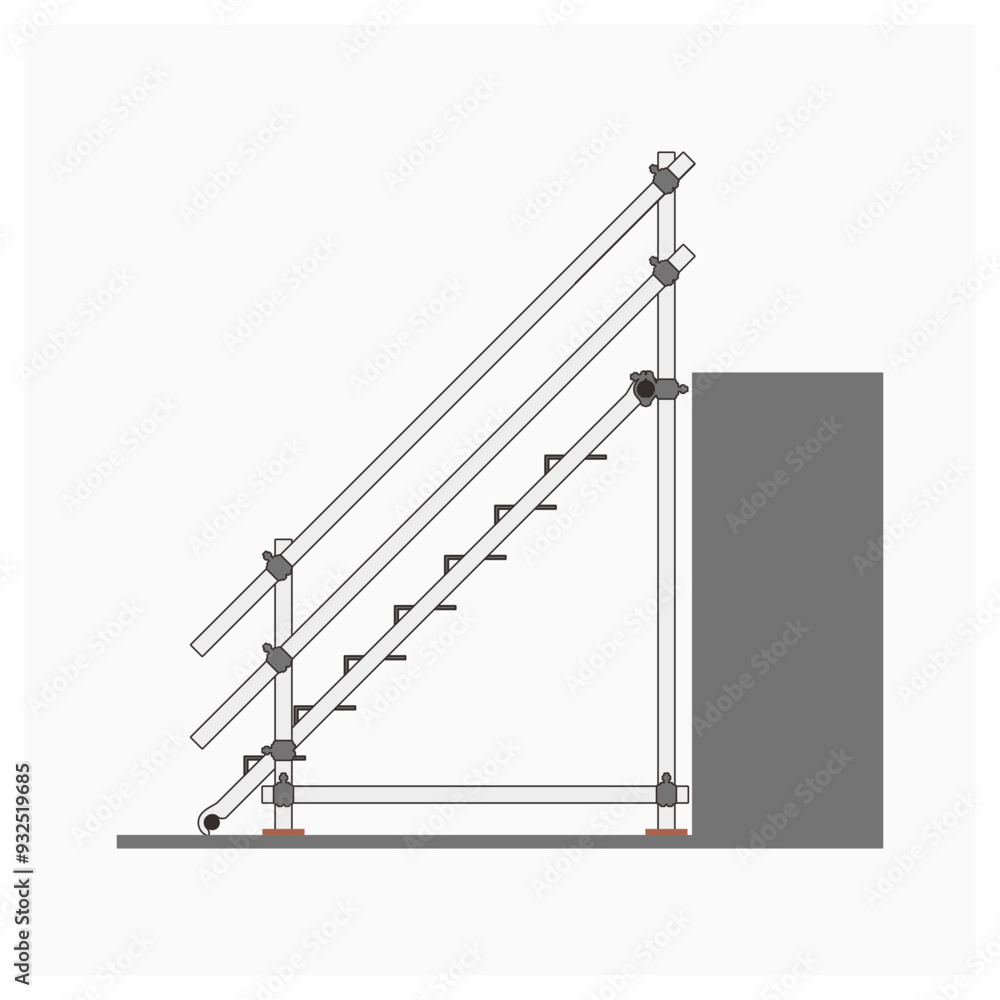 Side view of temporary access using scaffolding ladder vector ...