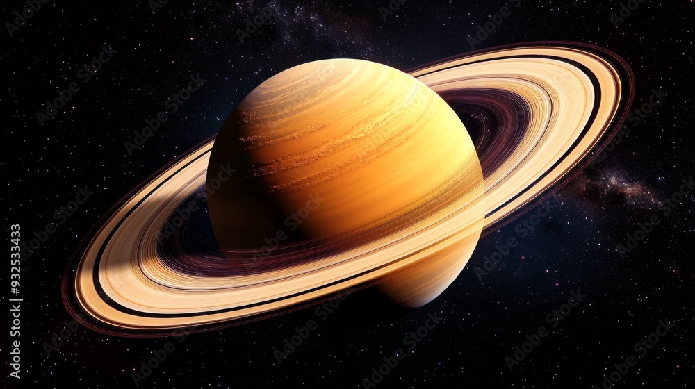 Saturn, a pale gold-colored planet with a smooth, cloud-covered surface ...