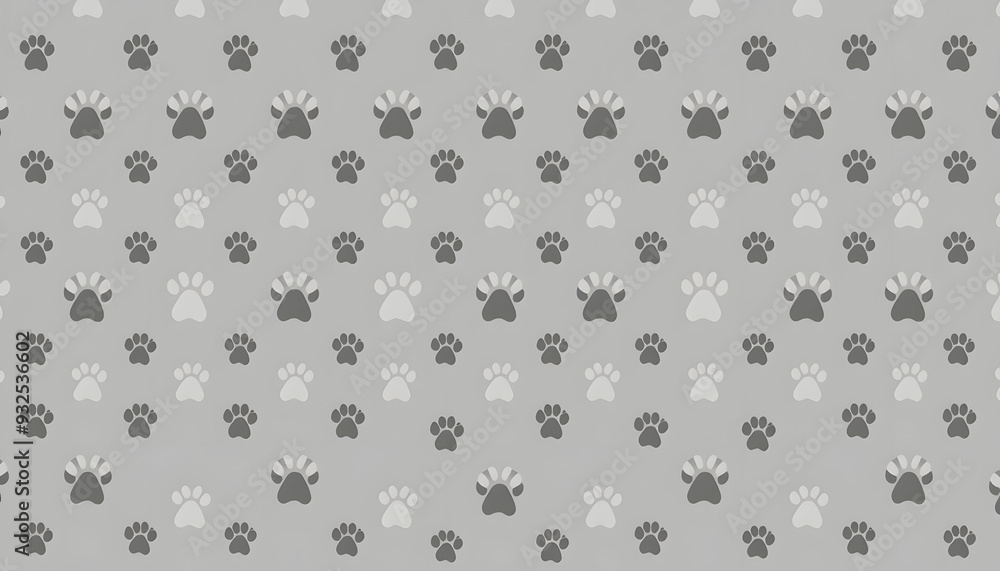 Illustration gray dog paw prints background that repeats and seamless ...