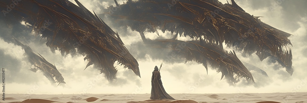 Vast desert where giant windsculpted sand dunes are shaped like ...