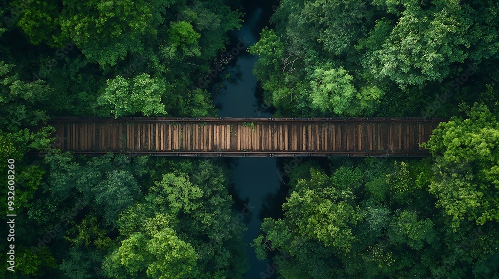 Forest aerial wildlife crossing forming a safe natural corridor bridge ...