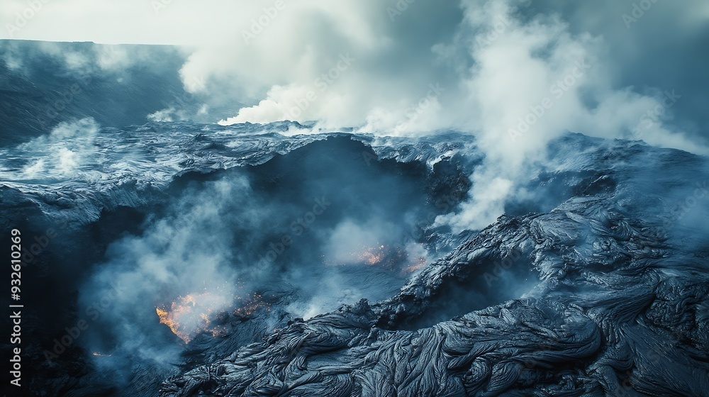 Volcanoes National Park Hawaii volcanic landscape lava flows Kilauea ...