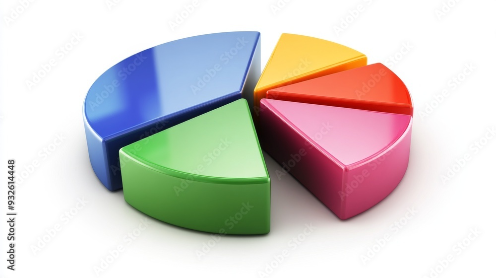 High-definition image of a 3D pie chart on a transparent background ...