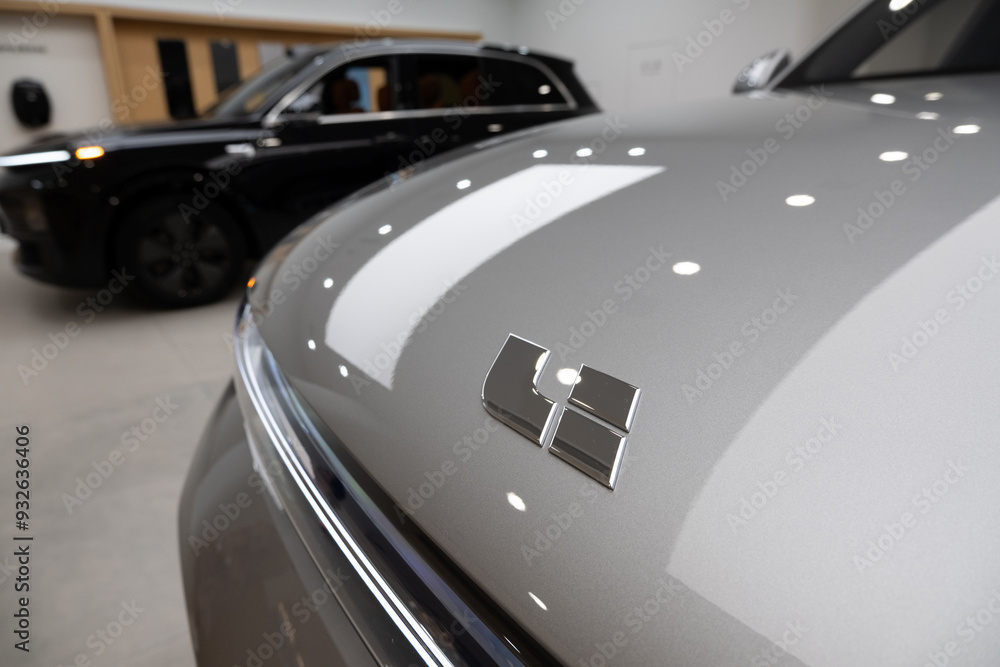 Logo of Li Auto , also known as Li Xiang on a car displayed in a ...