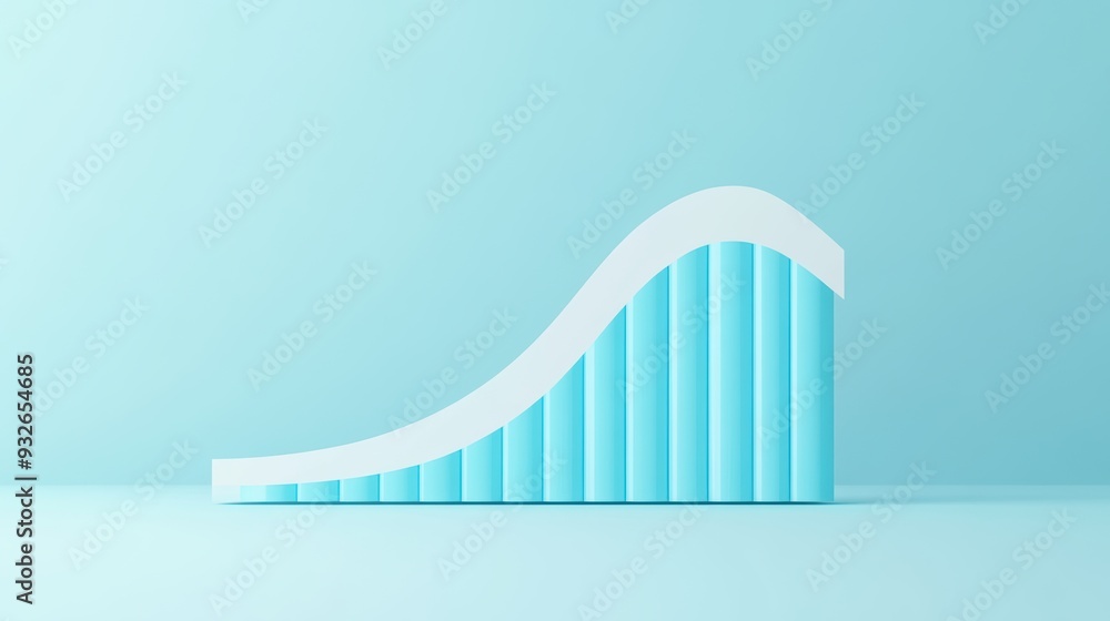 Abstract 3D normal distribution curve in blue background Minimalist 3D ...