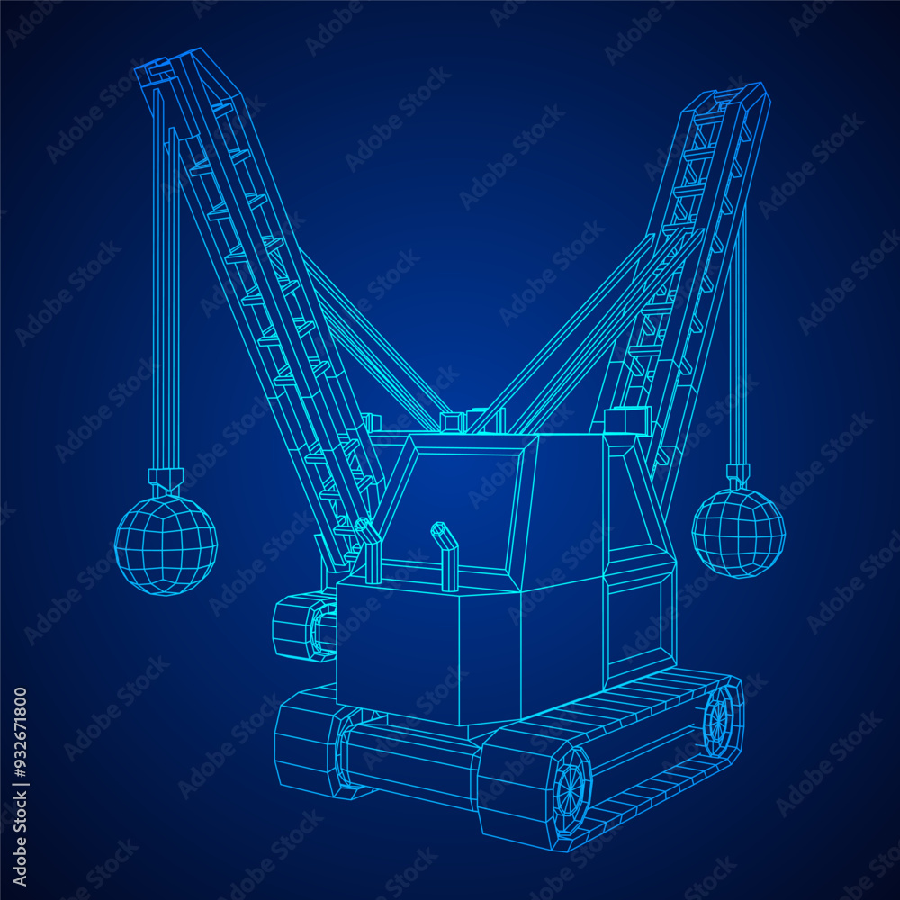 Poster Wrecking ball excavator, demolition crane machine – Wall Art ...