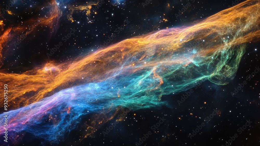 Photograph of a deep space nebula with subtle, nebulous traces and ...