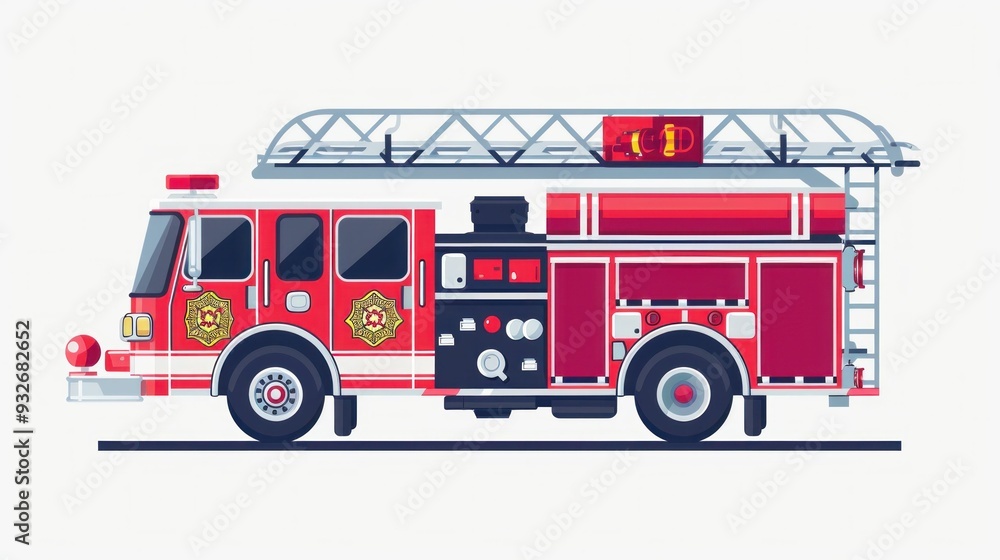 Emergency Response Vehicle with Extended Ladder for Firefighting and ...