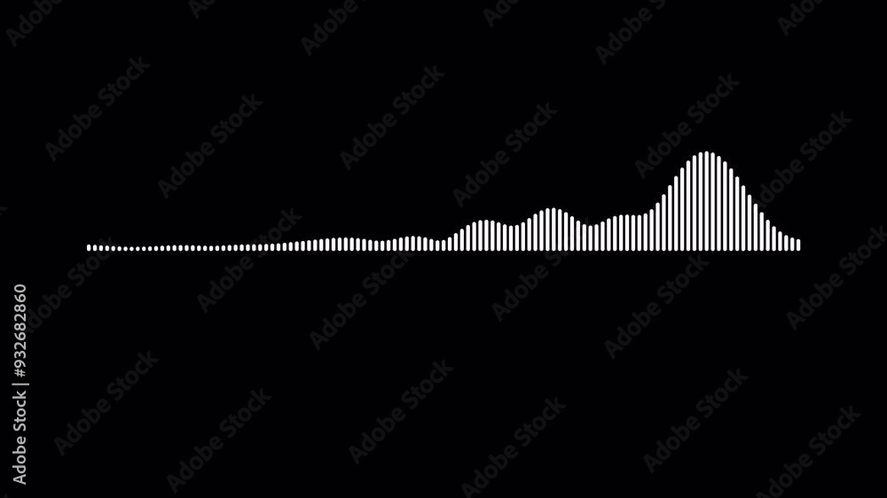 audio frequency waveform spectrum on black background, Animated white ...