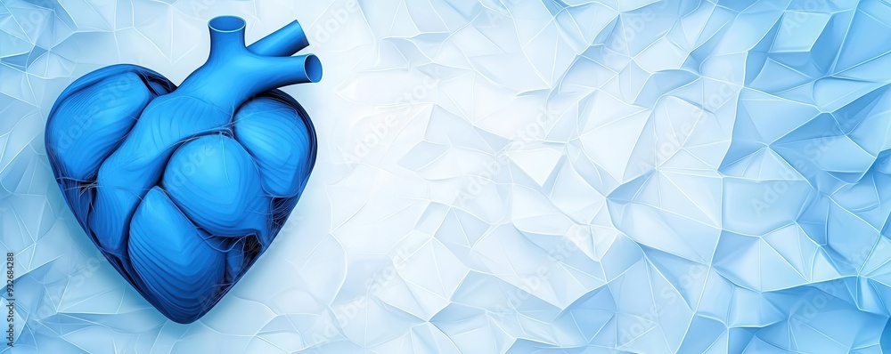 Abstract blue heart with wave patterns, cardiology and health ...