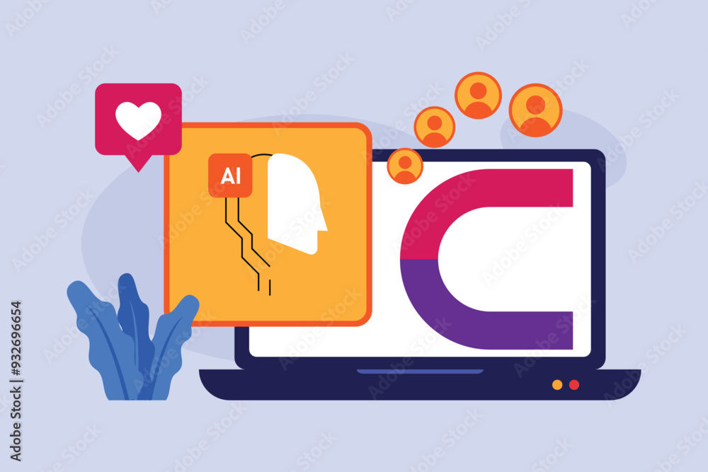 Vetor De Deep Learning Algorithm Artificial Intelligence Control Of Internet Ai In Social